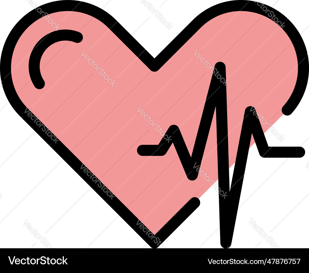 Health heart beat icon flat Royalty Free Vector Image
