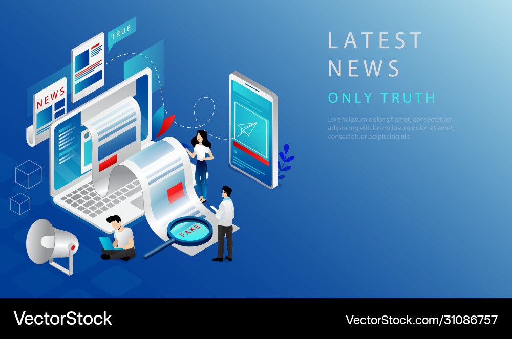 Isometric 3d concept latest news website Vector Image