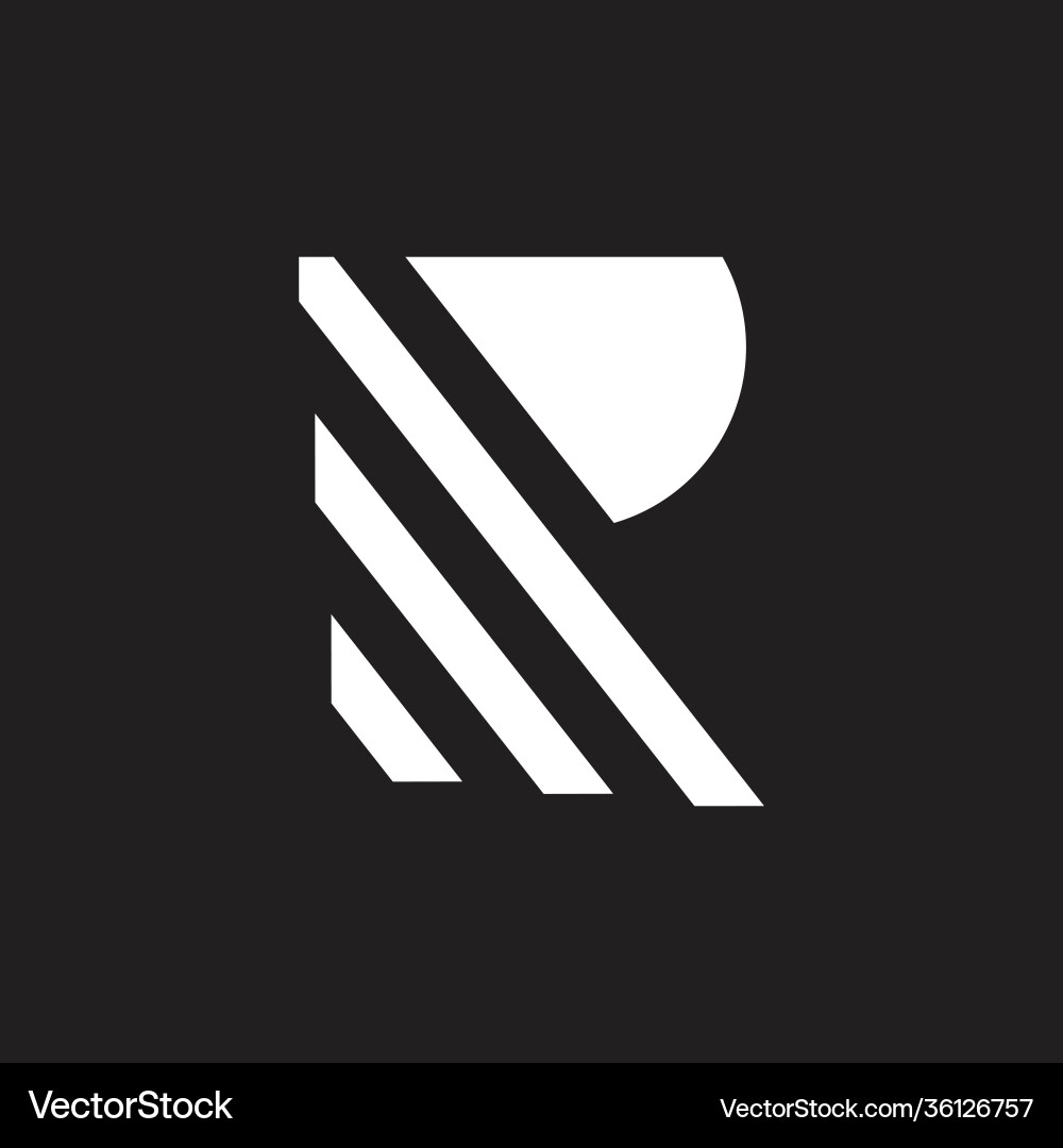 Letter r stripes line geometric logo Royalty Free Vector
