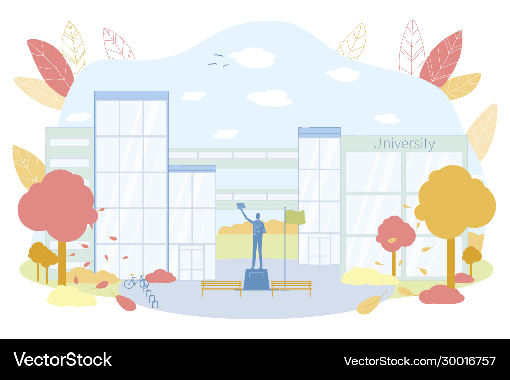 Modern university building exterior on landscape Vector Image