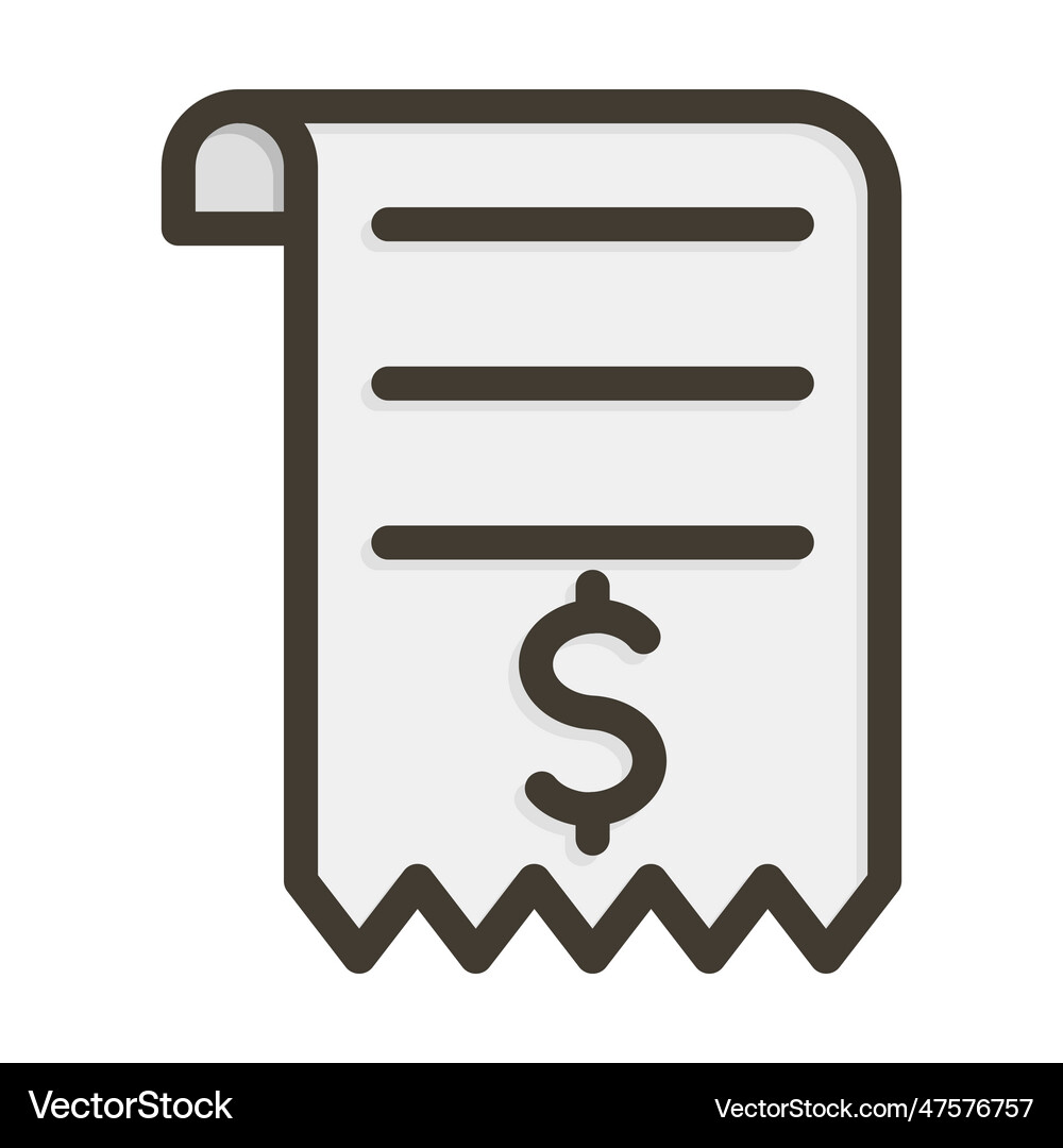 Receipt thick line filled colors for personal Vector Image