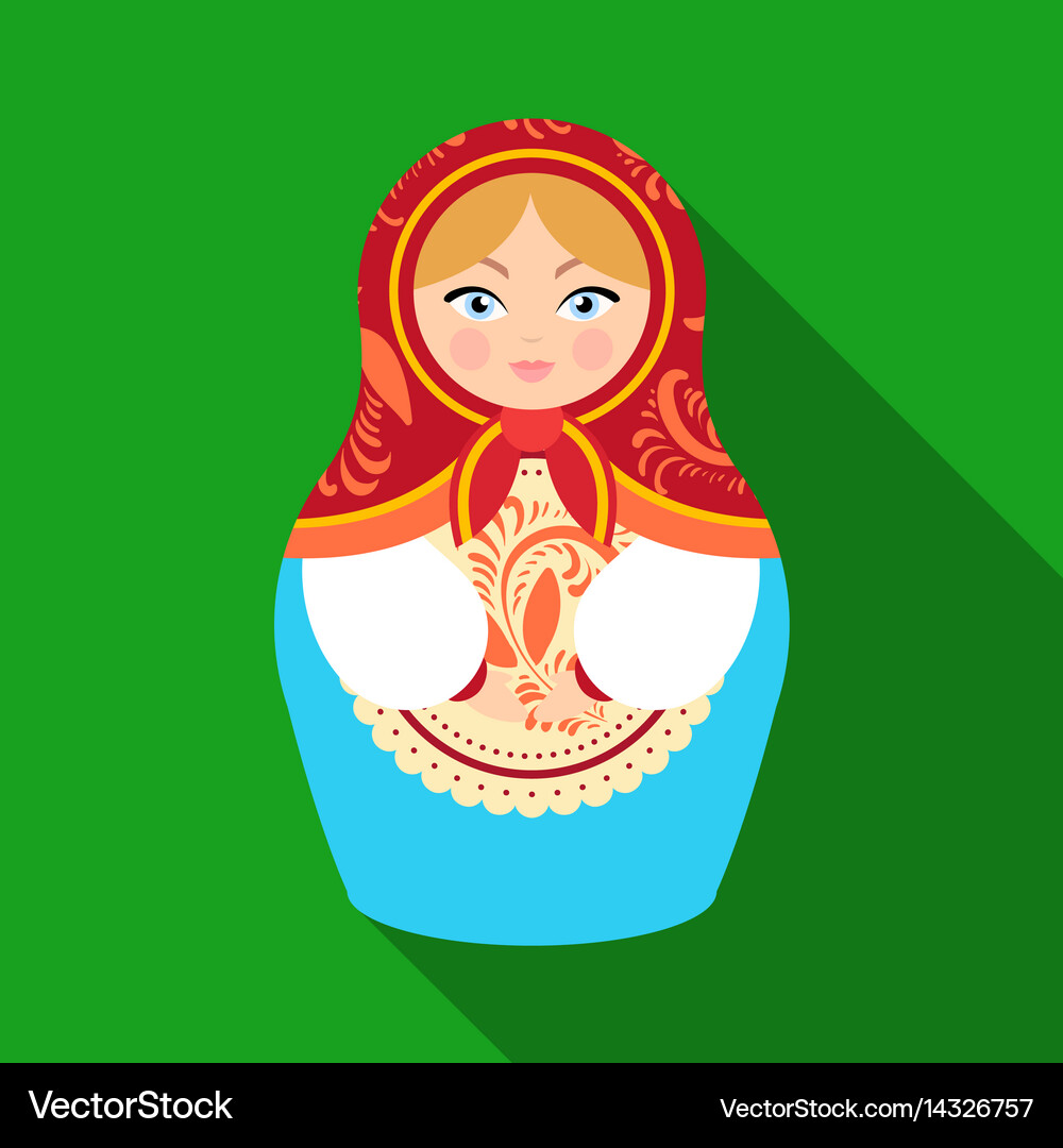 Russian matrioshka icon in flat style isolated Vector Image
