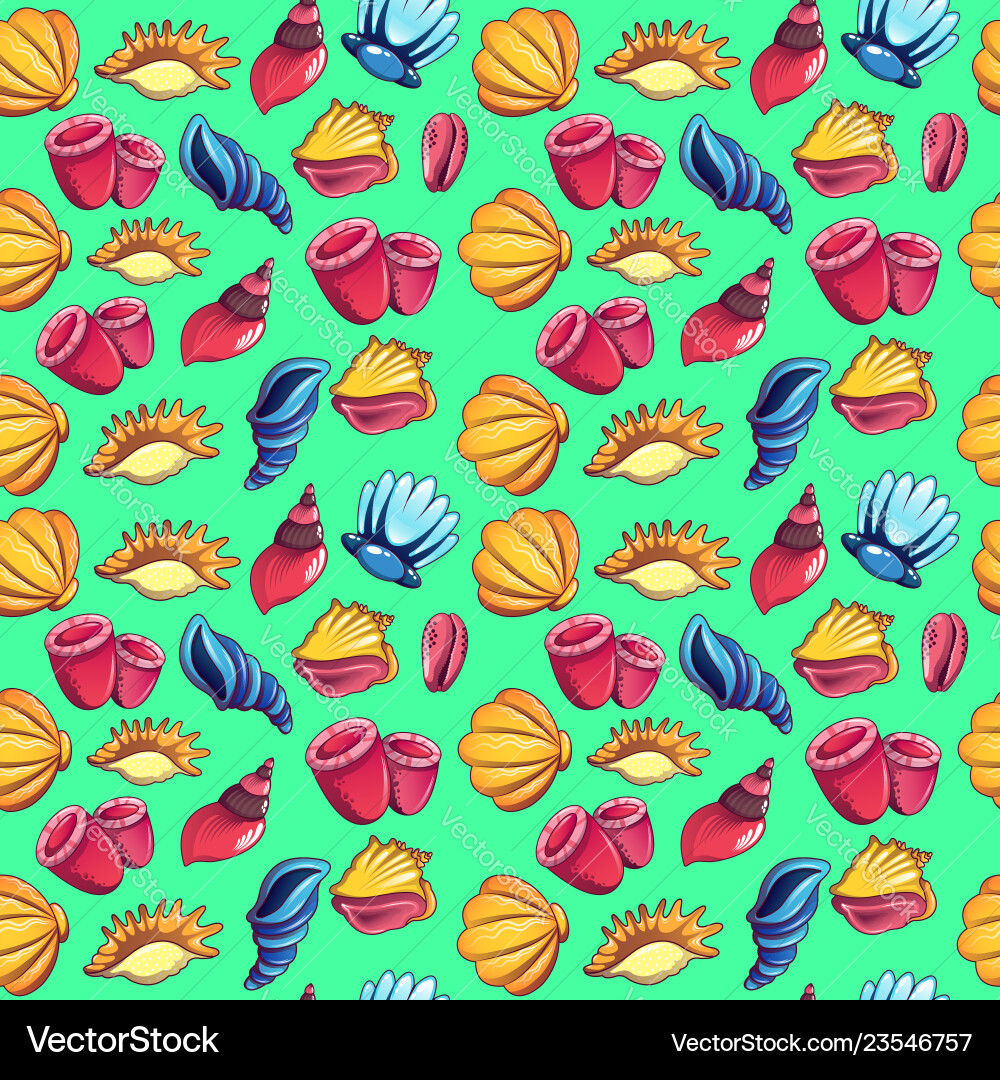 Sea world pattern seamless cartoon style Vector Image