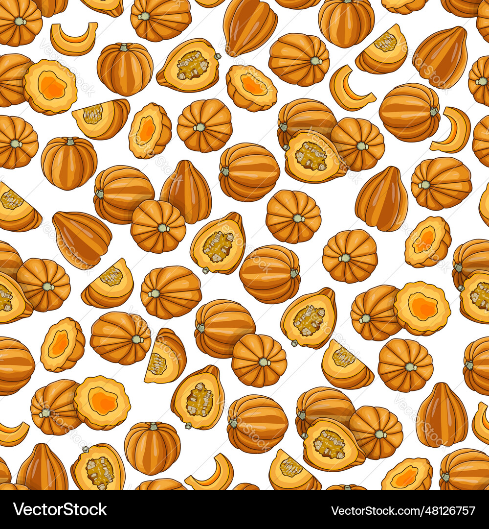 Seamless pattern with gold acorn squash or honey Vector Image