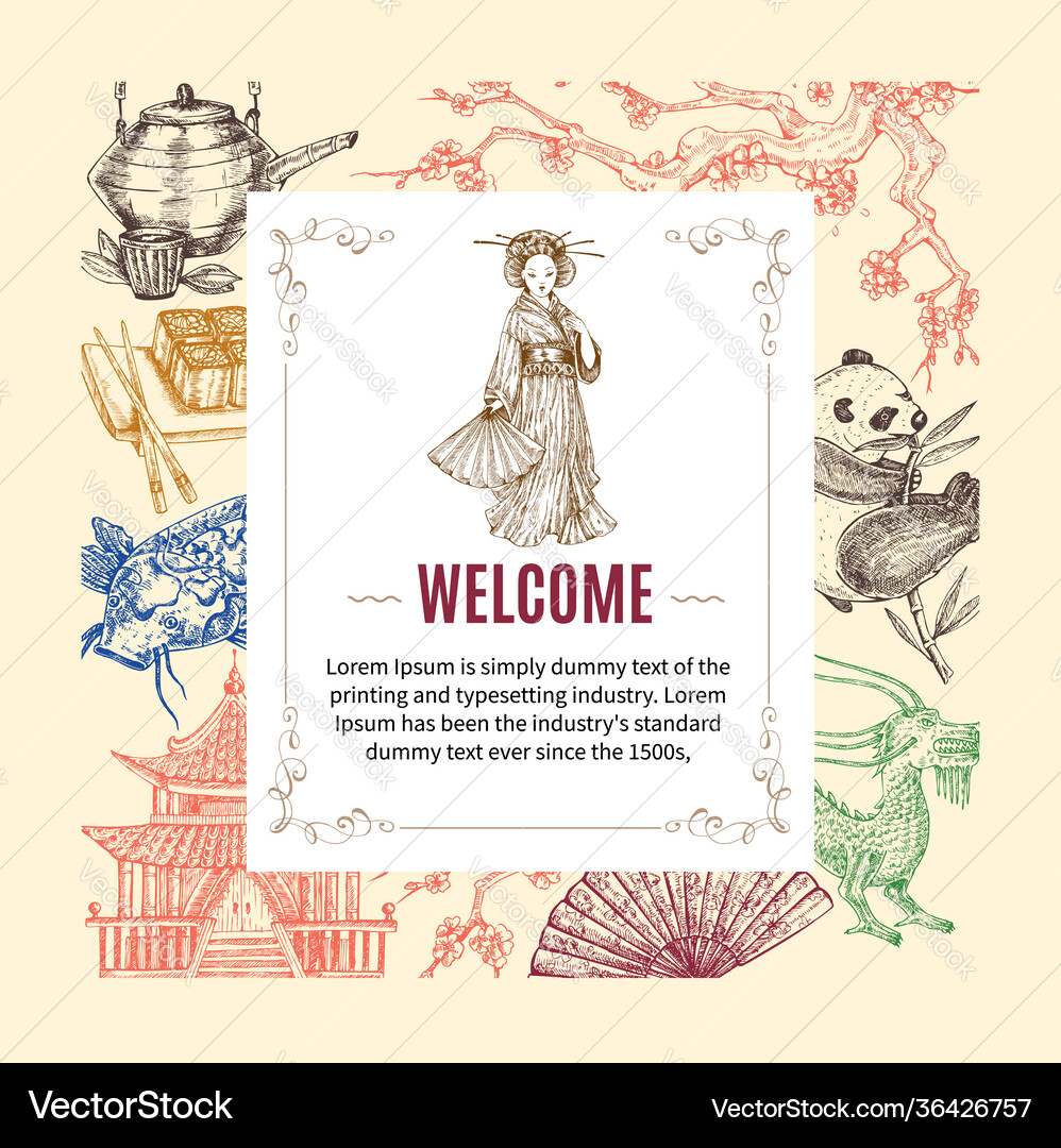 Welcome to asia invitation Royalty Free Vector Image