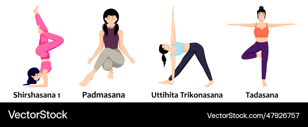 Women doing yoga pose exercises Royalty Free Vector Image