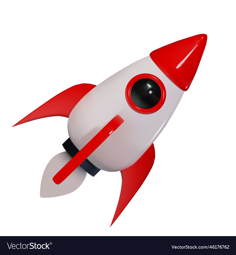 3d render rocket icon for business and media Vector Image