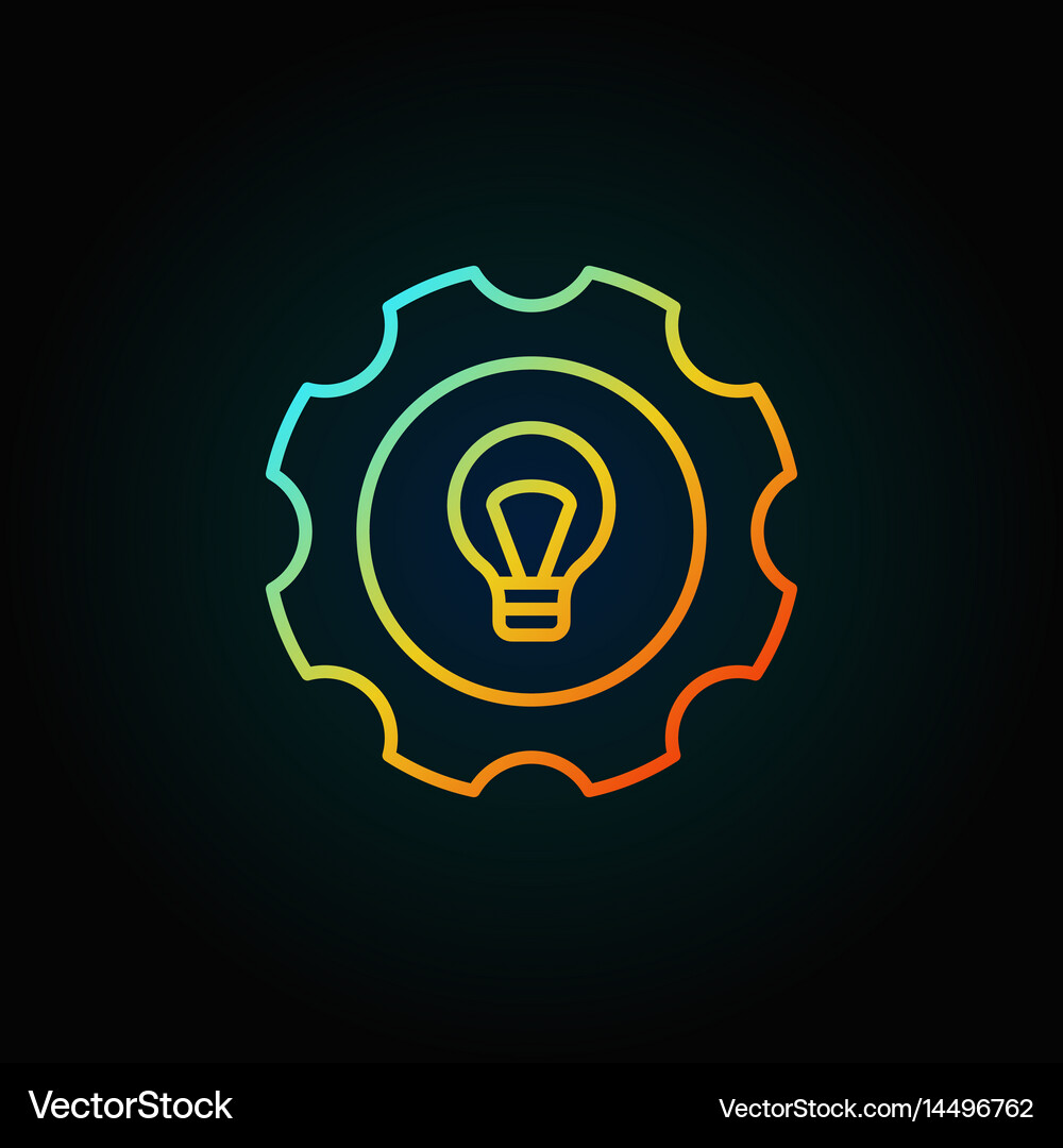 Colorful bulb in gear icon Royalty Free Vector Image