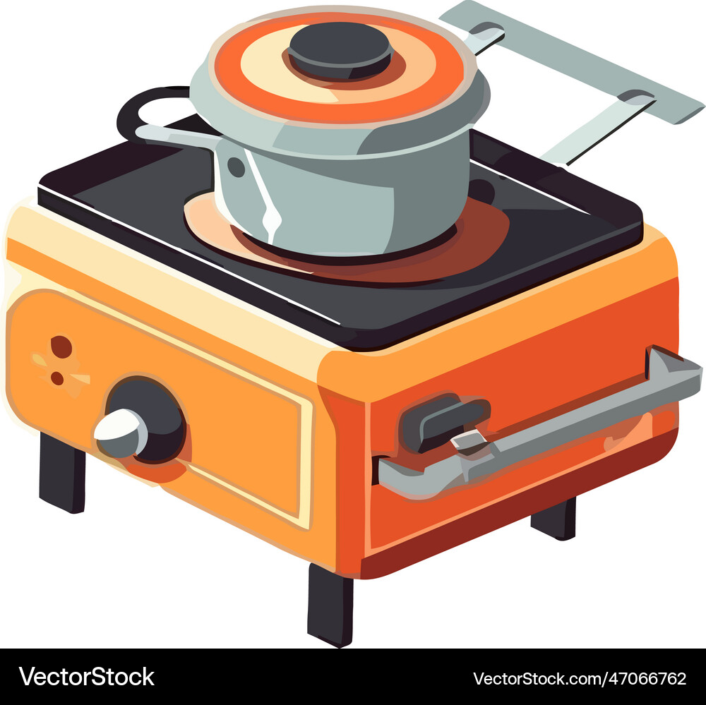 Gas stove with saucepan Royalty Free Vector Image