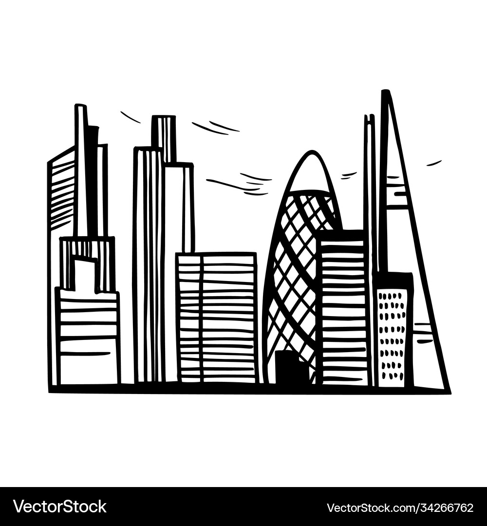 Hand drawn skyscrapers london Royalty Free Vector Image