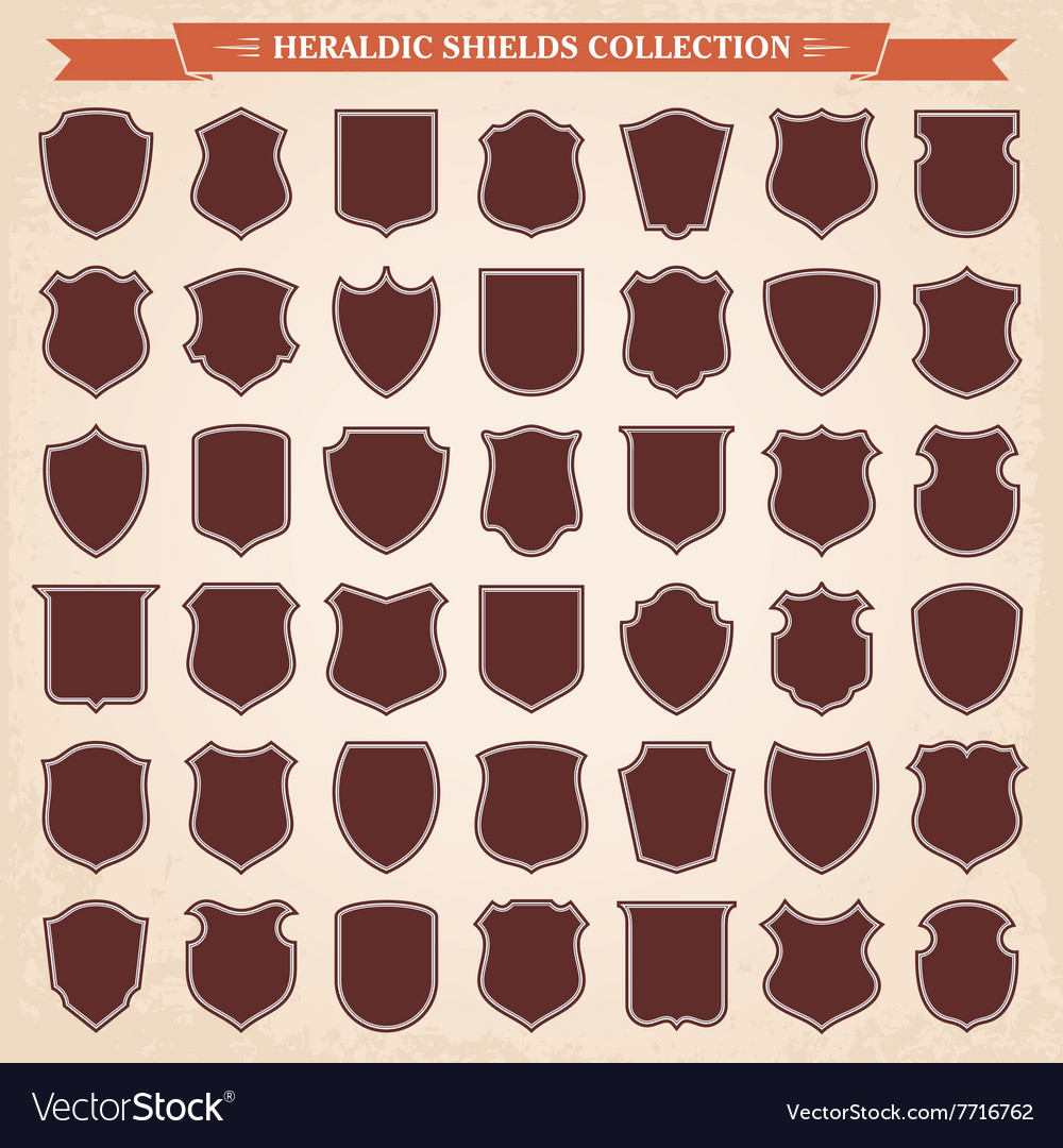 Heraldic shields silhouettes set Royalty Free Vector Image Heraldic shields silhouettes set Royalty Free Vector Image
