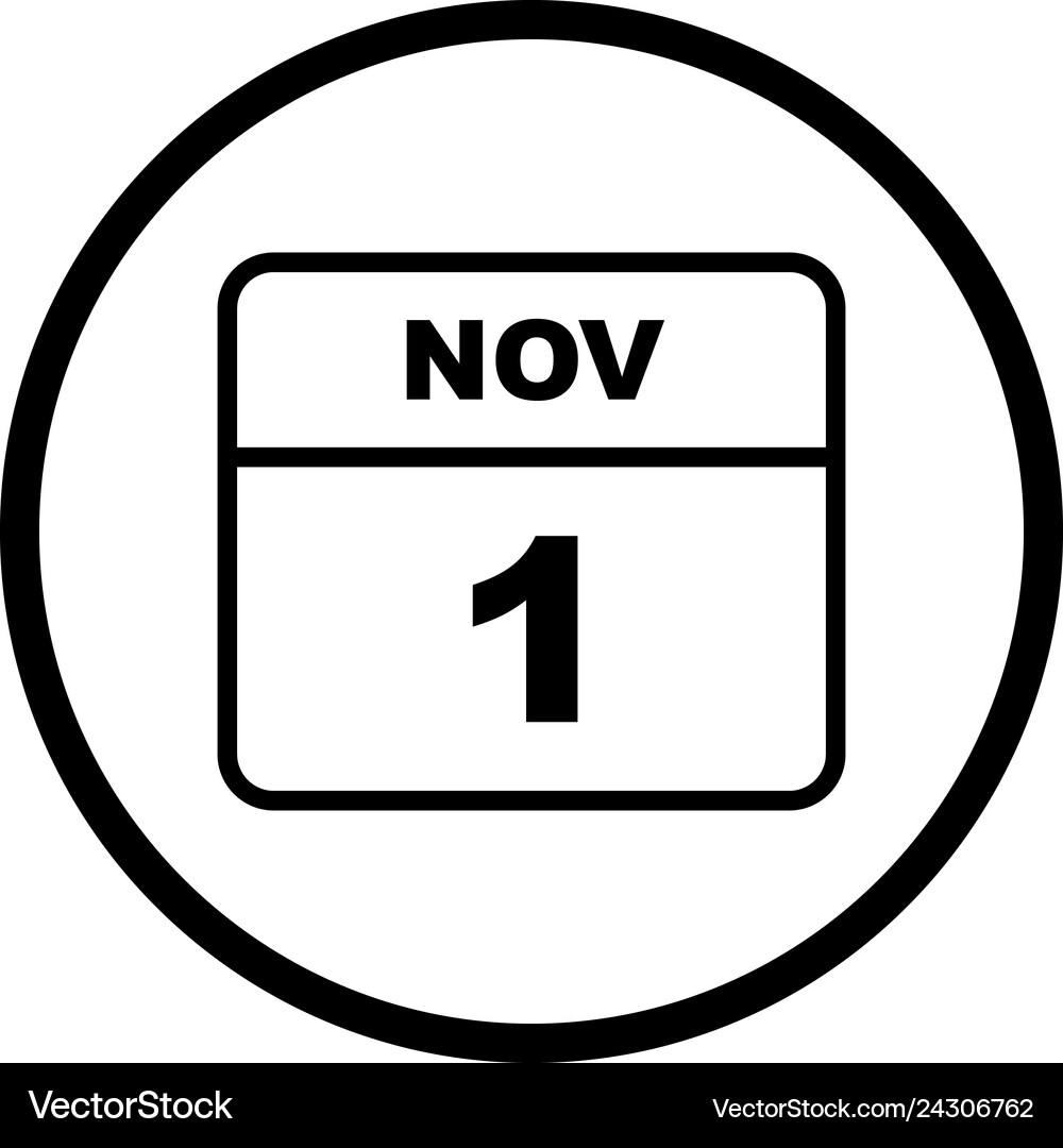November 1st date on a single day calendar Vector Image