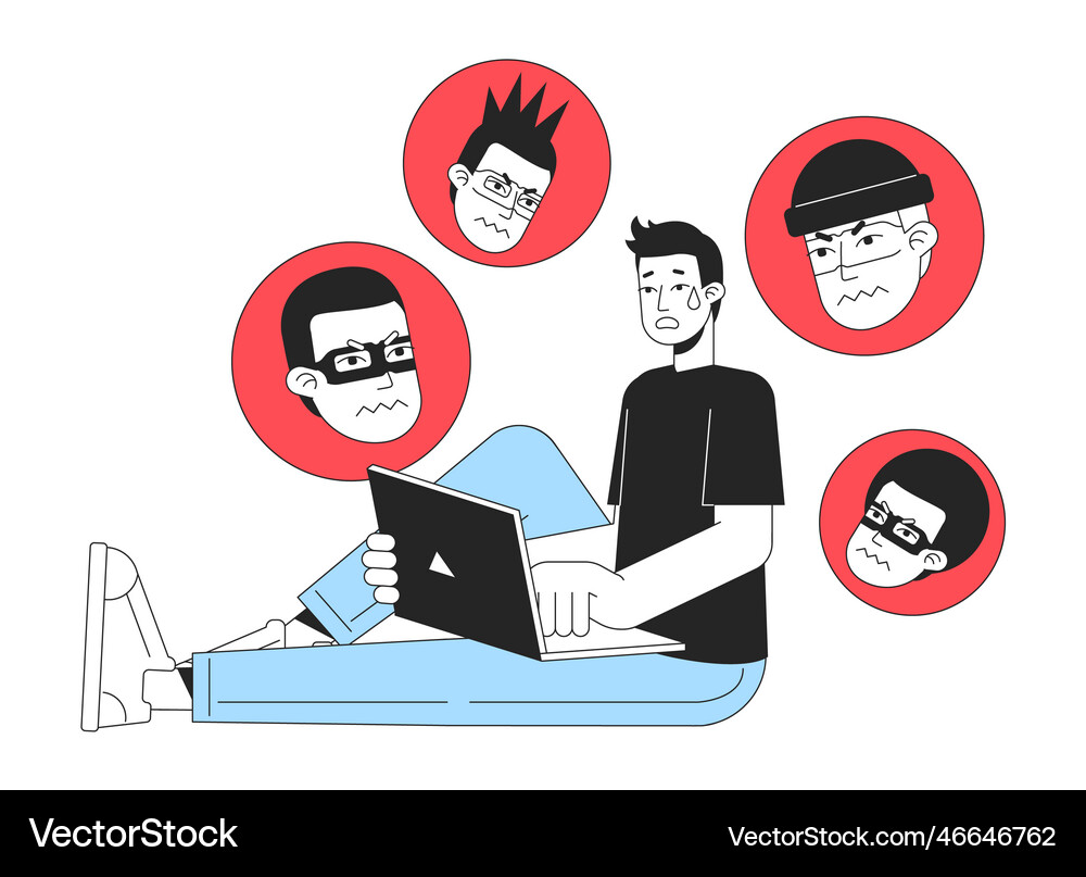 Online scams line concept spot Royalty Free Vector Image