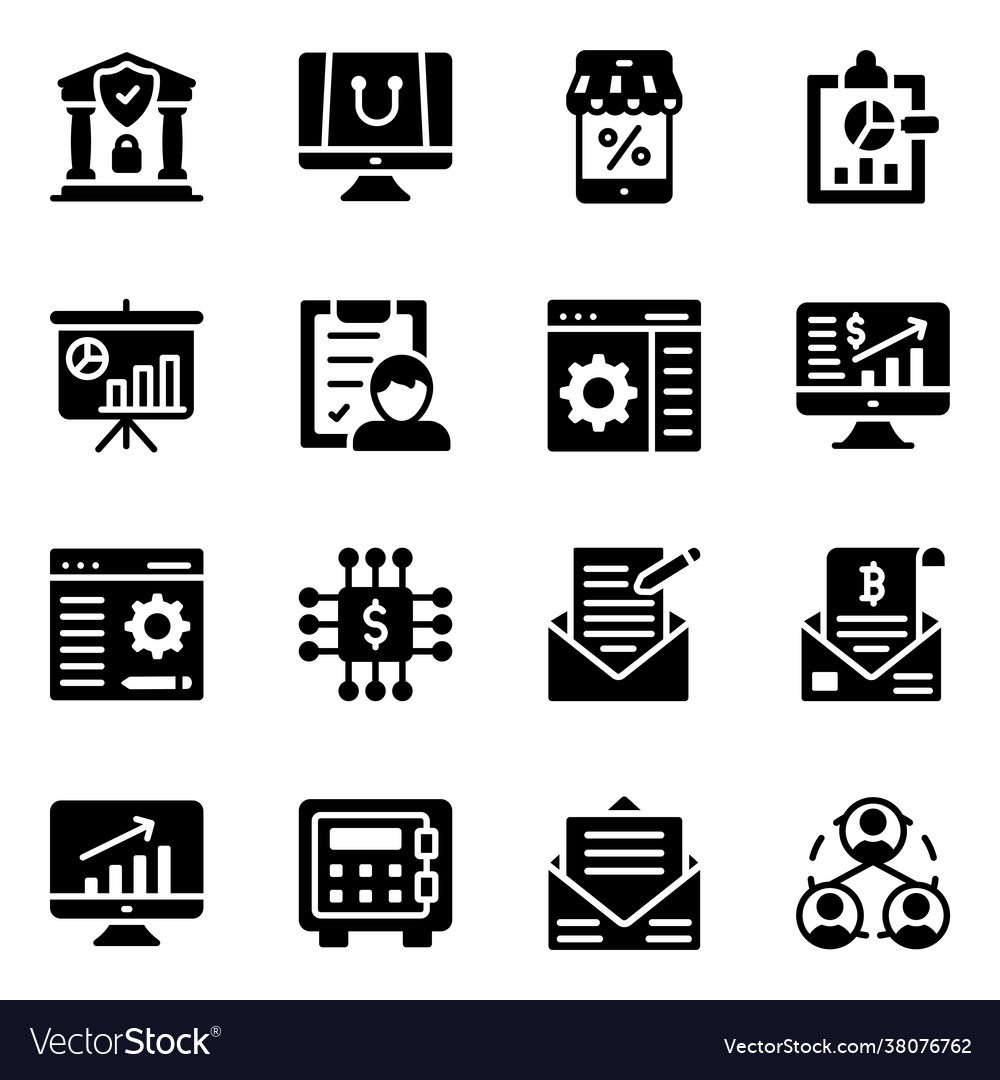 Pack web settings and ecommerce glyph icons Vector Image