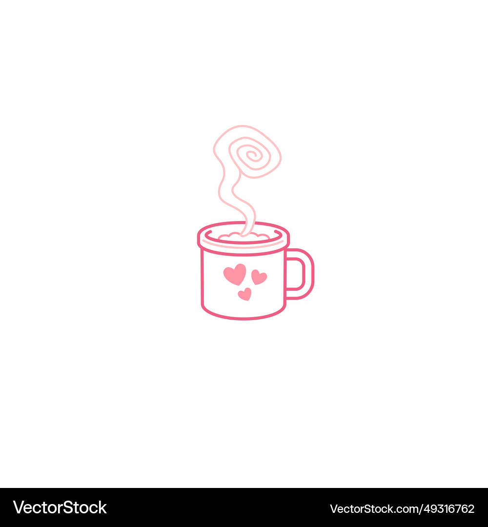 Pink coffee or tea mug logo isolated Royalty Free Vector
