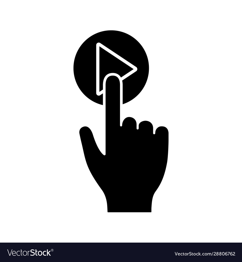 Play button click glyph icon Royalty Free Vector Image Play button click glyph icon Royalty Free Vector Image