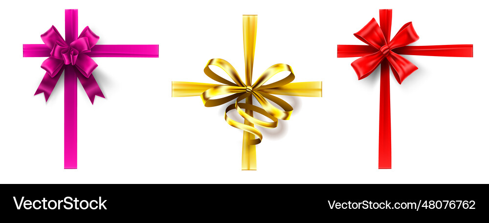Realistic gift bow cross ribbon with bow Vector Image
