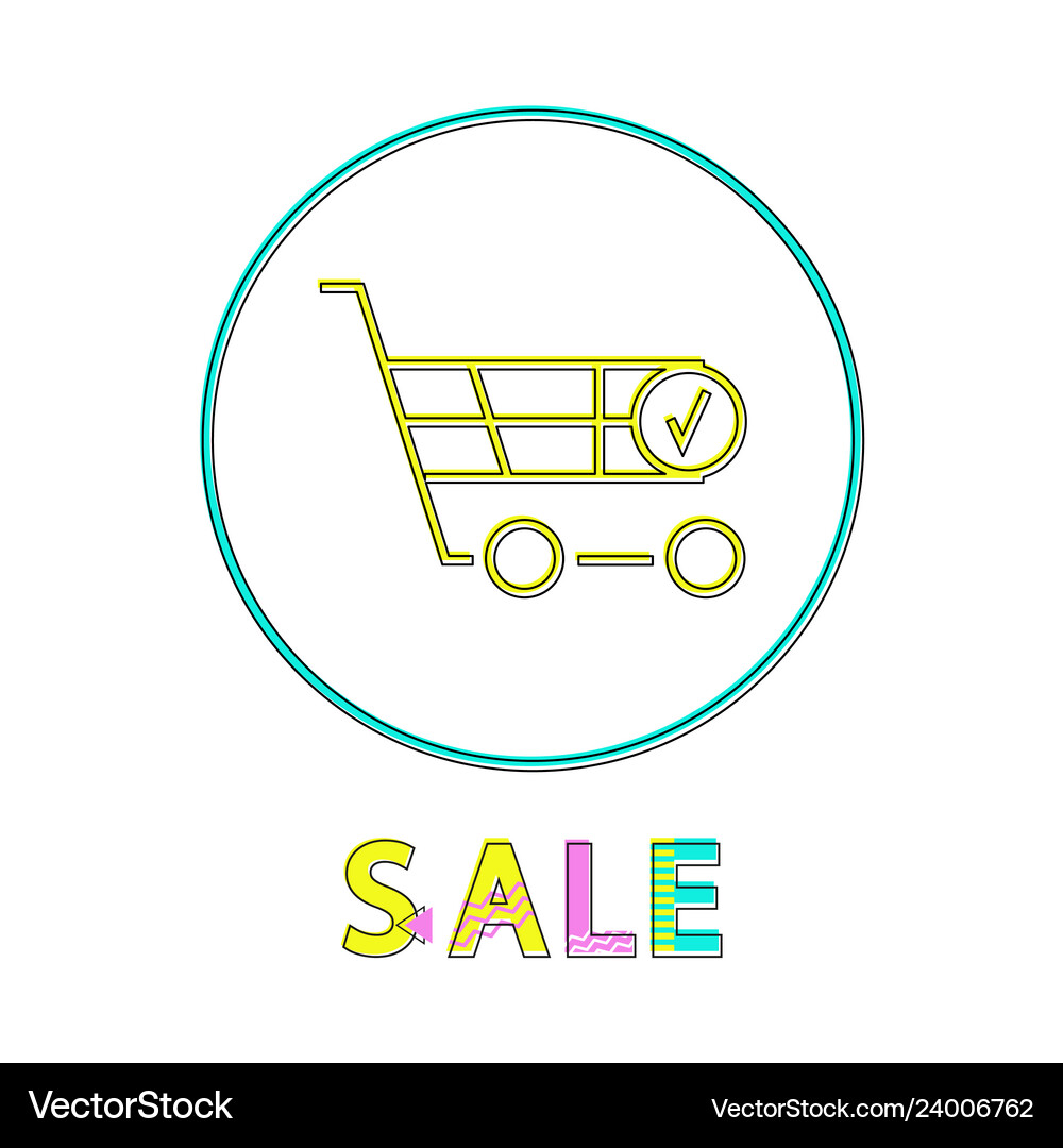 Shopping trolley sale notification linear icon Vector Image