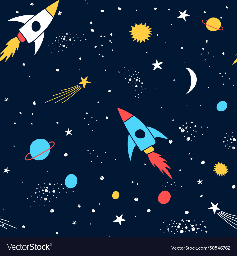 Space pattern hand drawing Royalty Free Vector Image