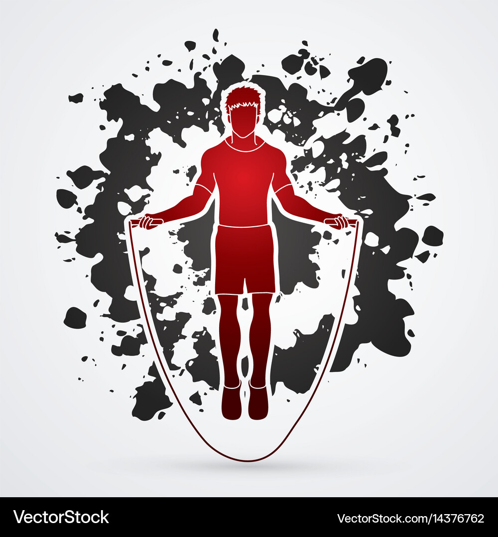 Sport man jumping rope graphic Royalty Free Vector Image
