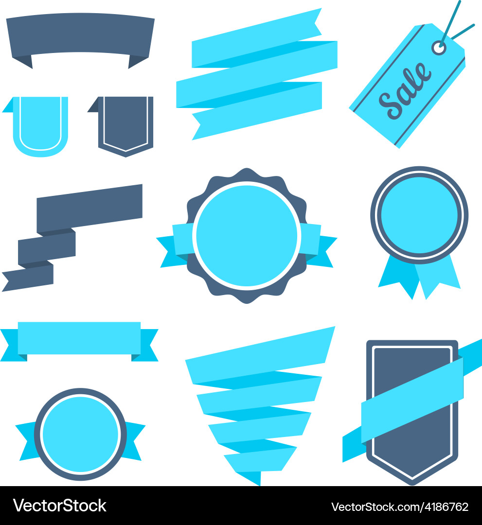 Stickers and badges set 7 flat style Royalty Free Vector