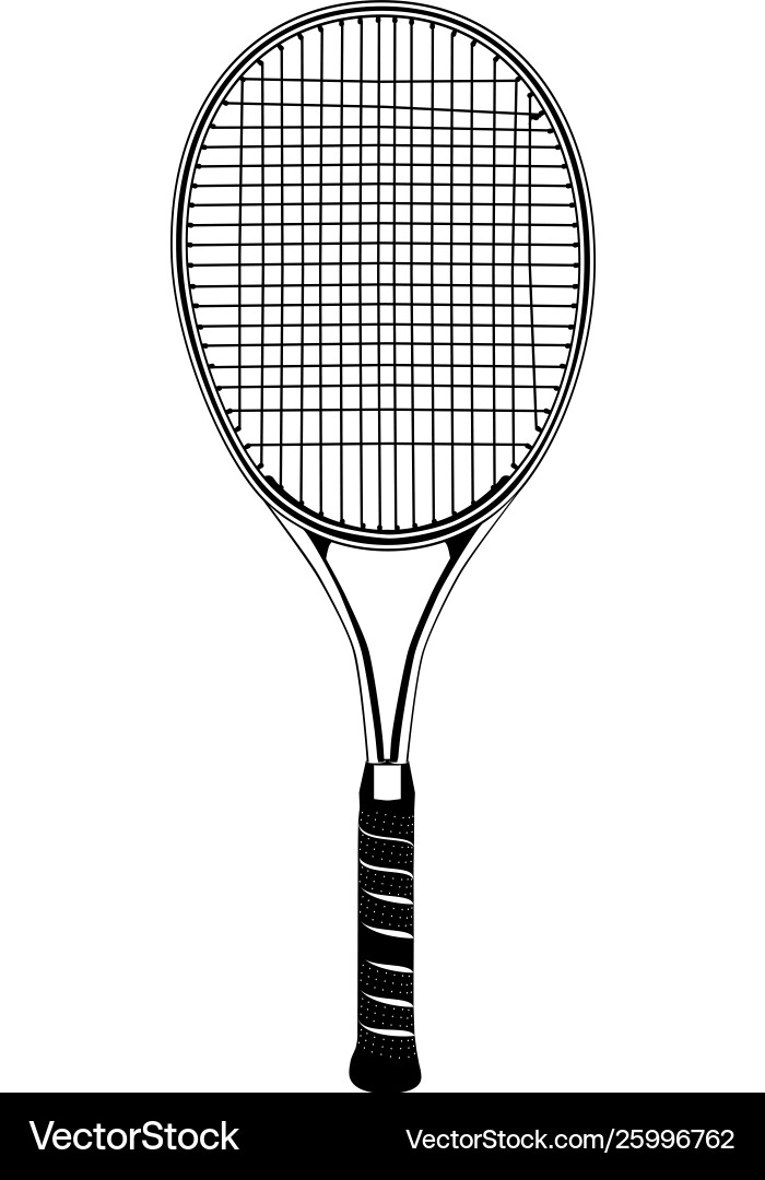 Tennis racket black silhouette isolated Royalty Free Vector