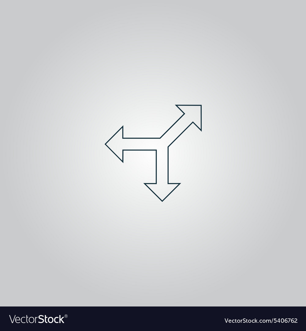 Three Way Direction Arrow Royalty Free Vector Image