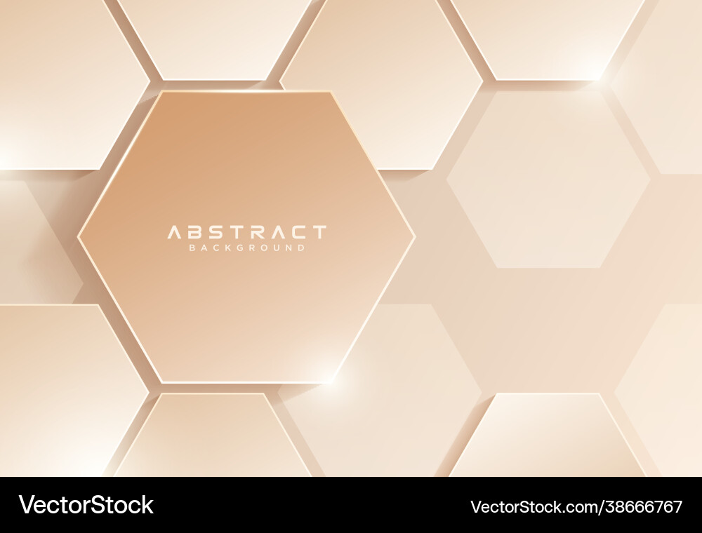 Abstract soft golden hexagon shapes background Vector Image