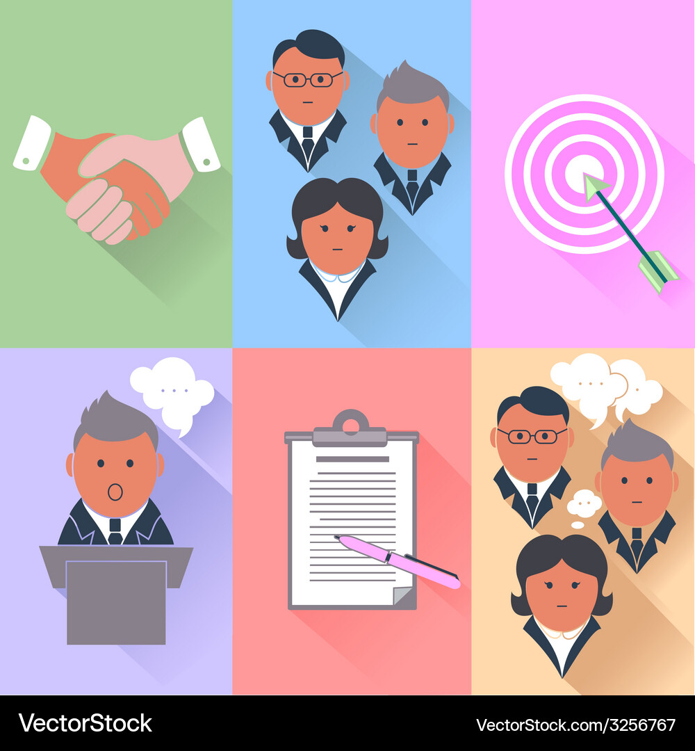 Business partnership management teamwork icons Vector Image