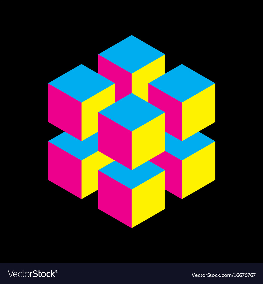 Geometric cube of 8 smaller isometric cubes Vector Image Geometric cube of 8 smaller isometric cubes Vector Image