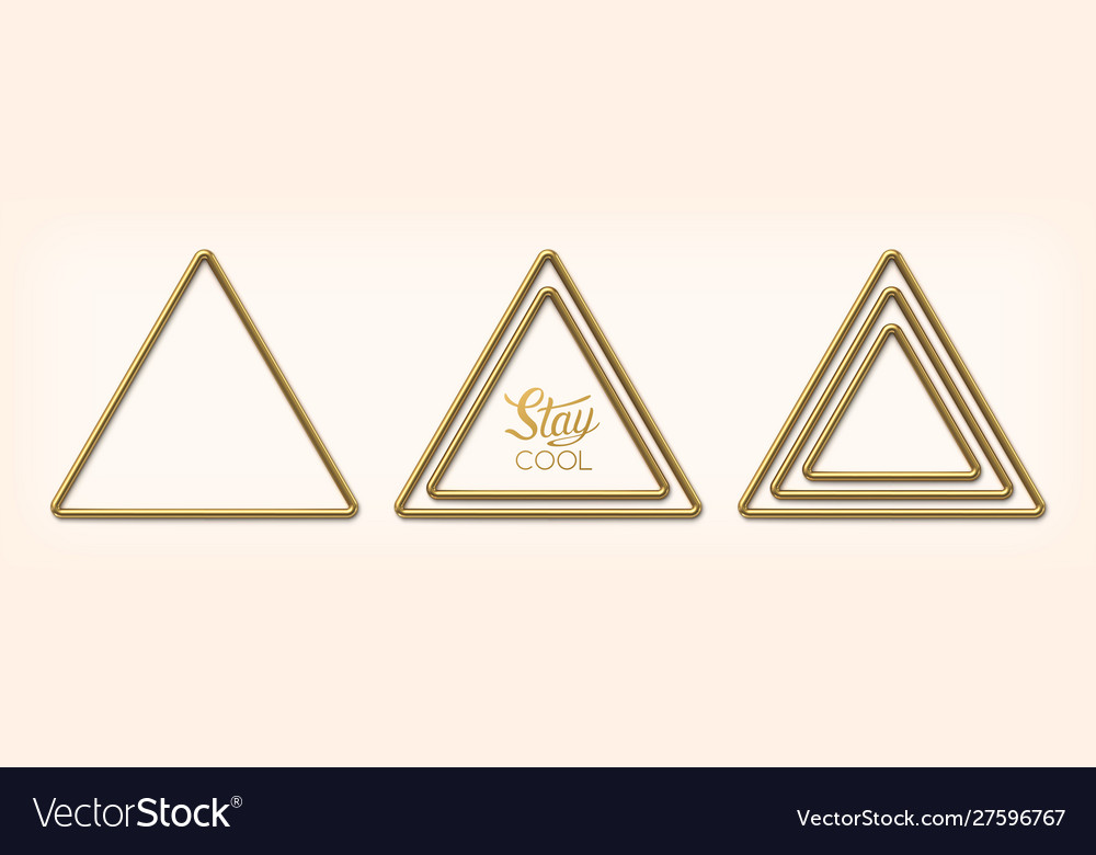 Set abstract golden triangular frames Royalty Free Vector