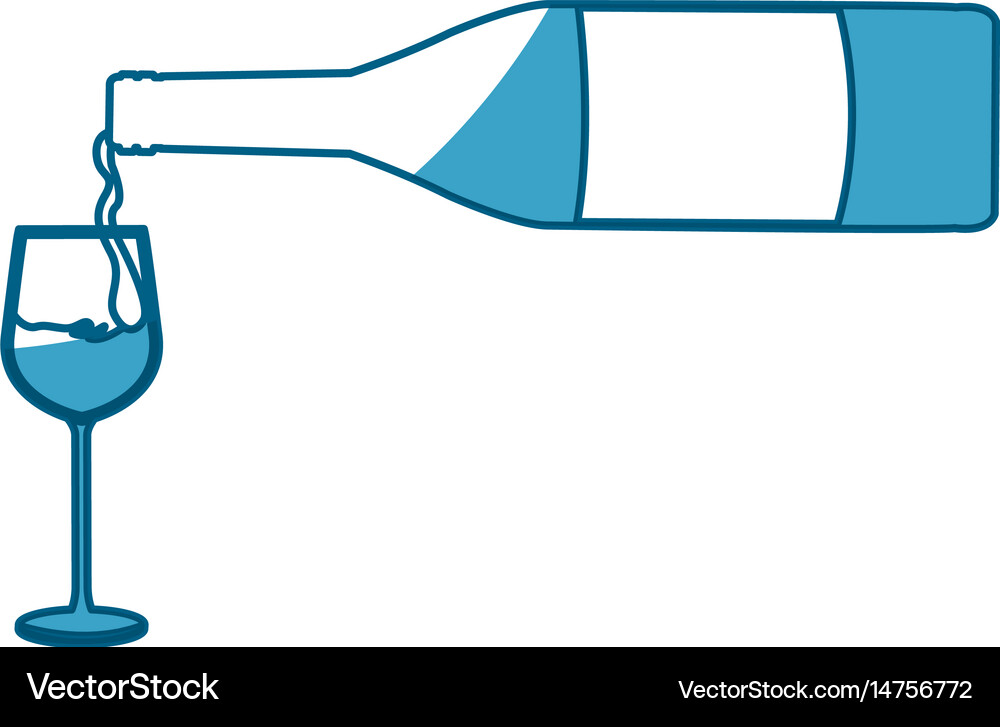 Bottle wine and glass cup alcoholic shadow Vector Image