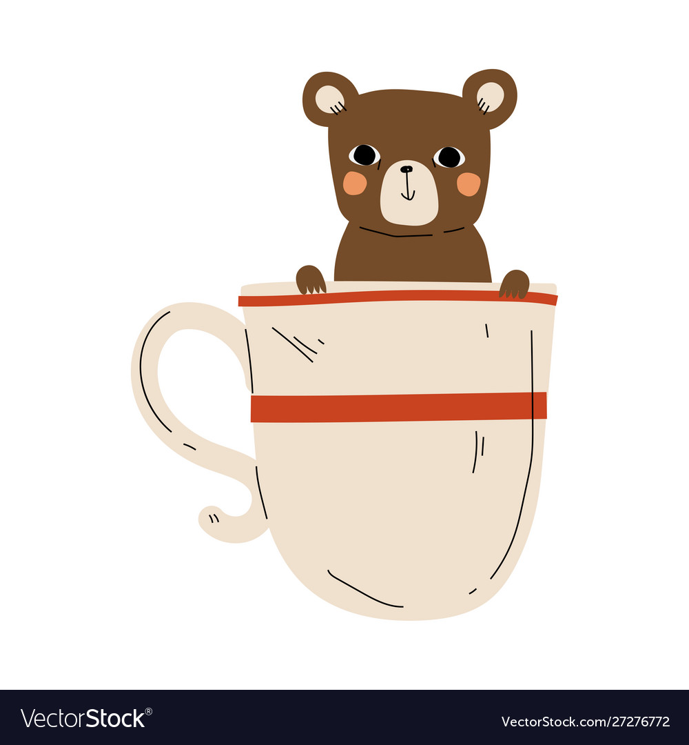 Cute bear in teacup adorable little cartoon Vector Image