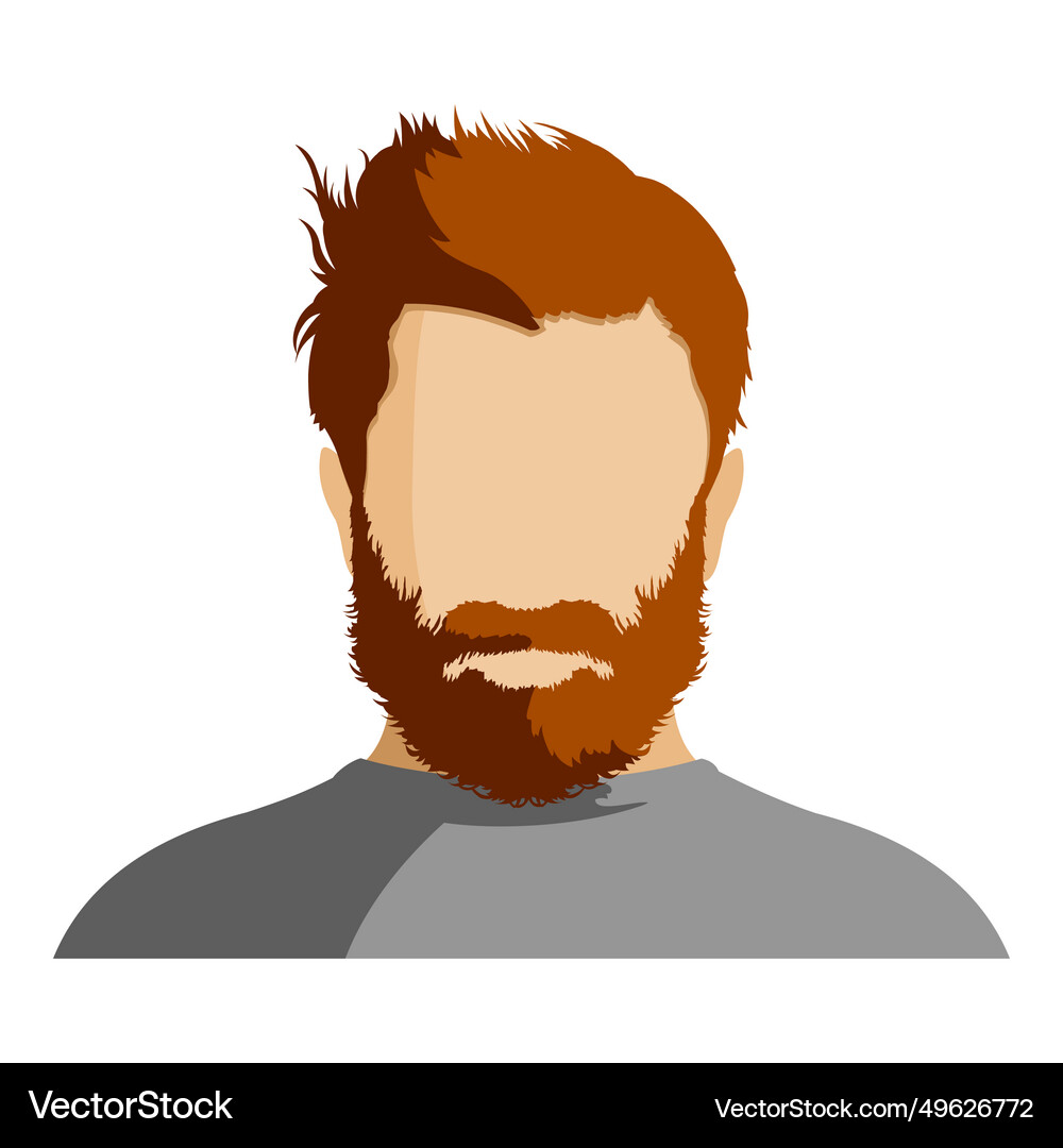Flat man avatar no face with hairstyle and beard Vector Image