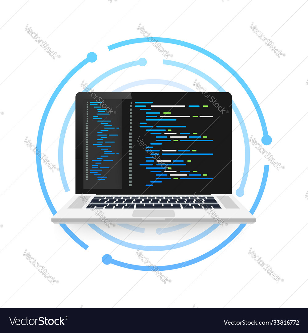 Laptop Coding Concept Web Developer Royalty Free Vector 1775