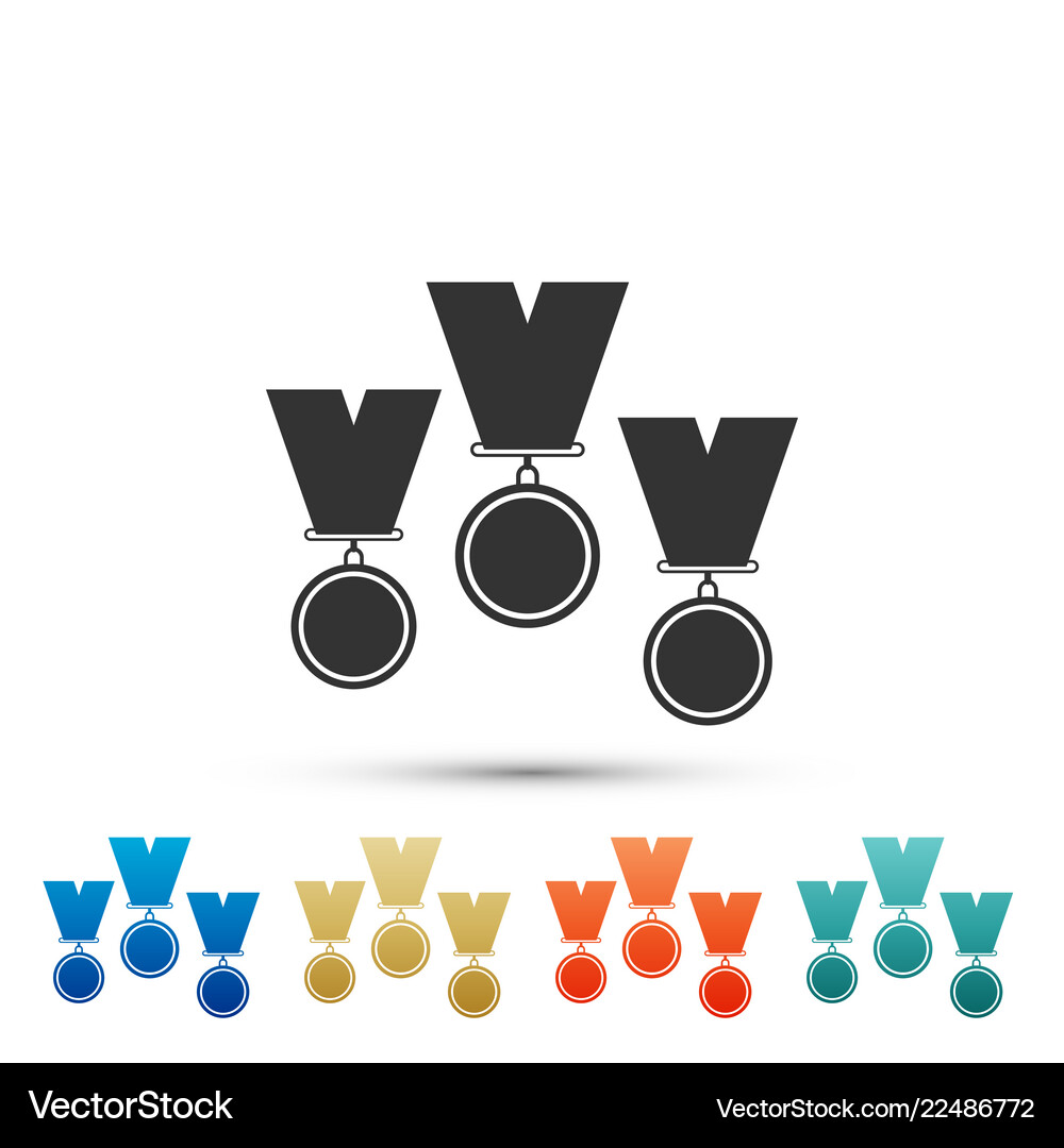 Medal set icon on white background winner symbol Vector Image