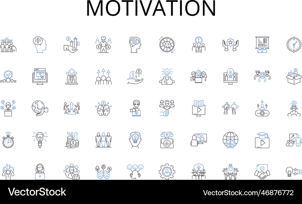 Motivation line icons collection typography Vector Image