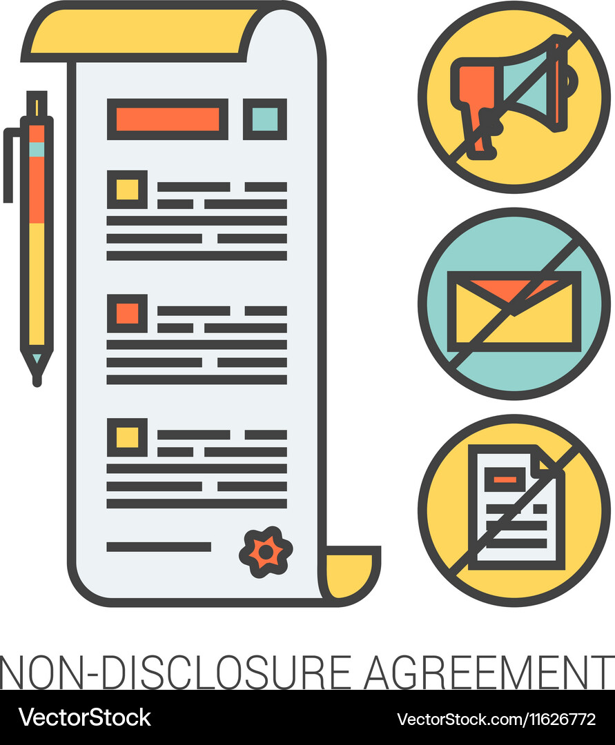 Non-disclosure agreement line icons Royalty Free Vector