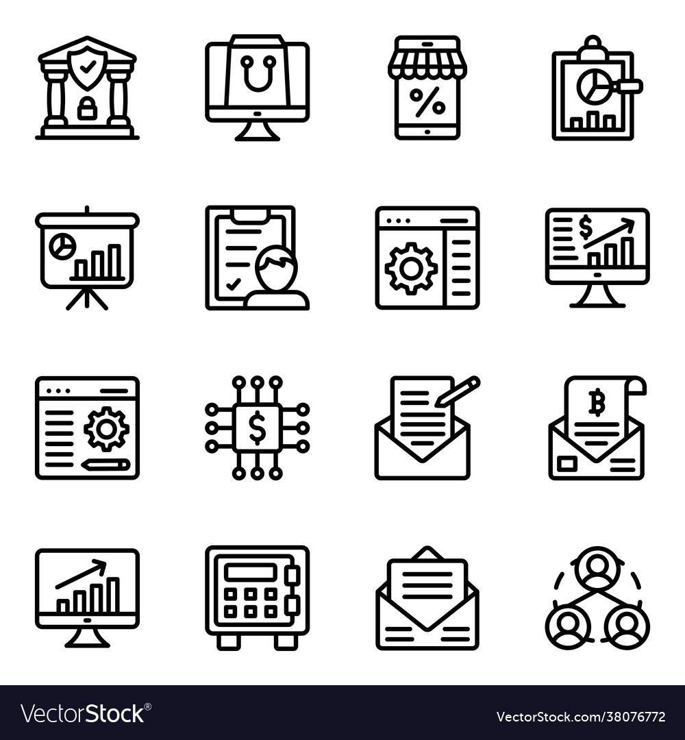 Pack web settings and ecommerce lineicons Vector Image