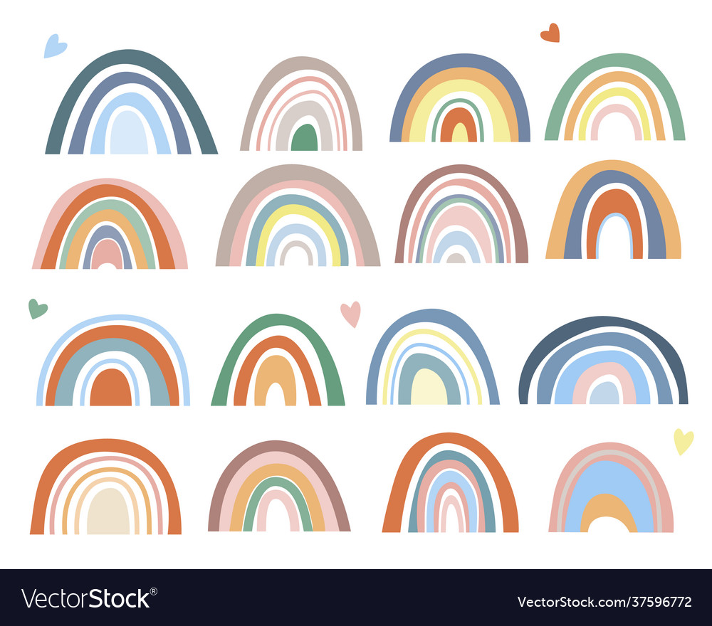 Rainbow collection in boho style pastel colors Vector Image