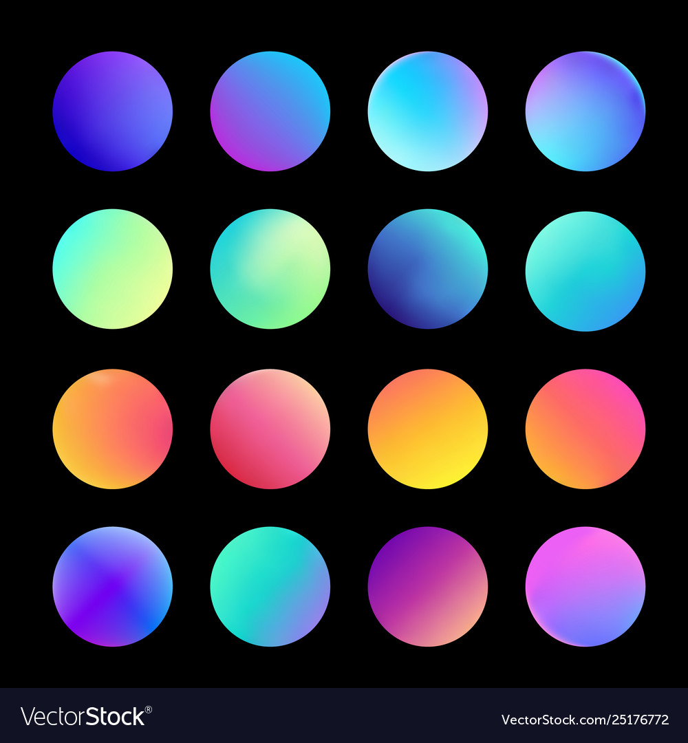 Rounded holographic gradient sphere set Royalty Free Vector
