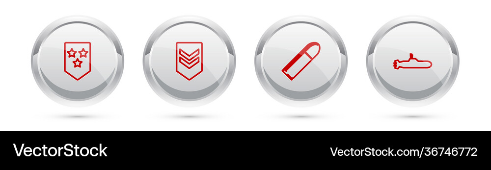 Set line chevron bullet and submarine silver Vector Image