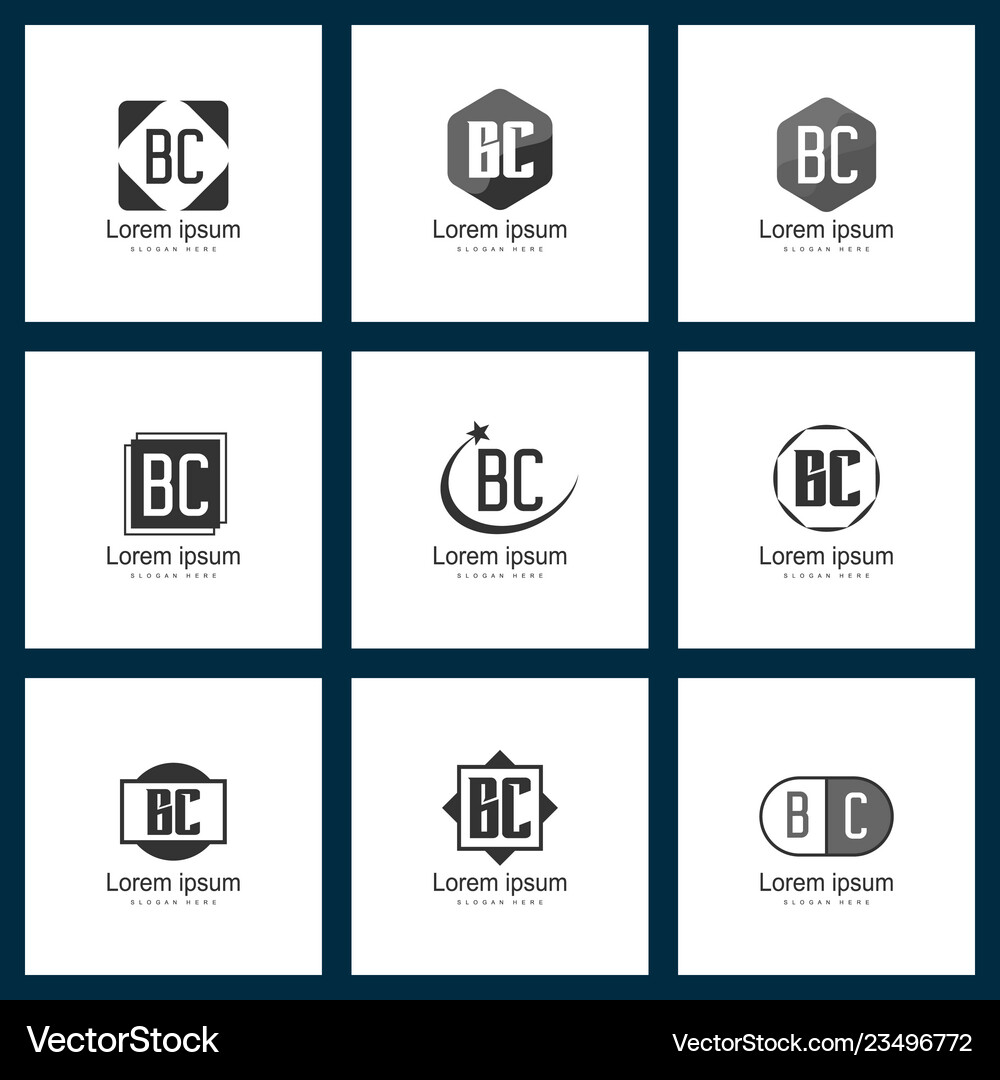 Set of letter logo initial bc template design Vector Image