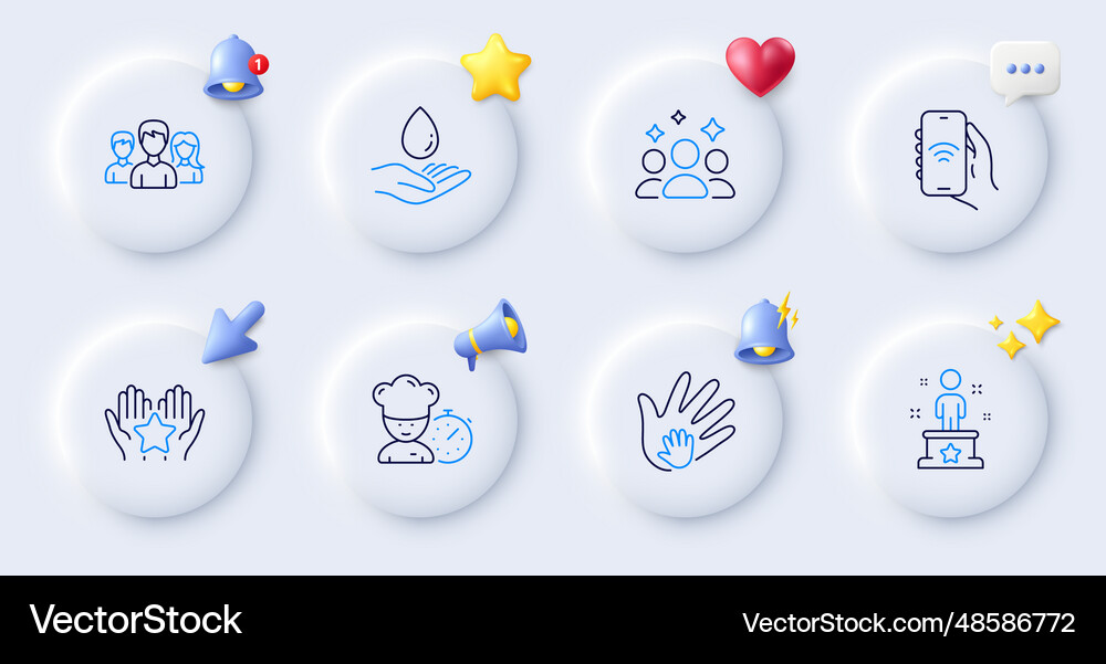 Squad internet app and ranking line icons for Vector Image