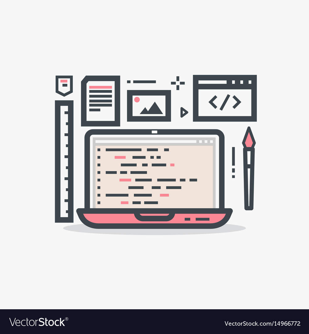 Web design laptop Royalty Free Vector Image - VectorStock