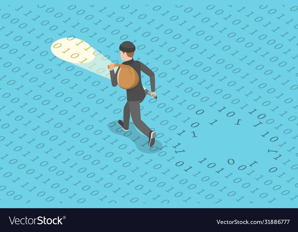 3d flat isometric concept data breach Royalty Free Vector