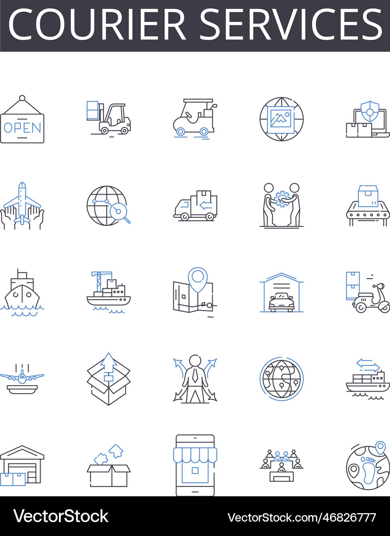 Courier services line icons collection freight Vector Image