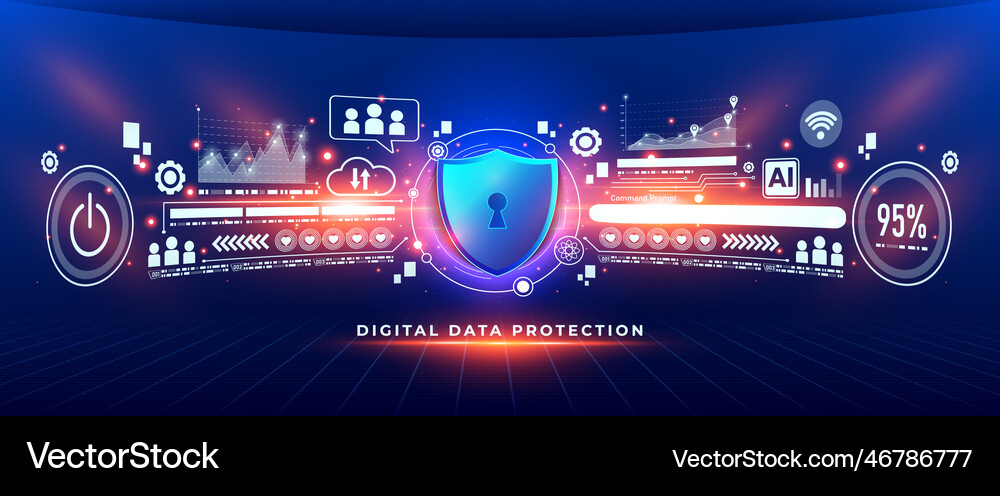 Cybersecurity and privacy concepts to protect Vector Image
