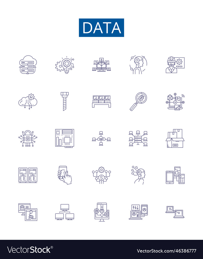Data line icons signs set design collection Vector Image