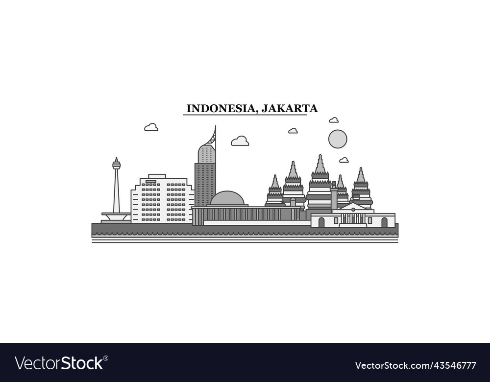Indonesia jakarta city skyline isolated Royalty Free Vector Indonesia jakarta city skyline isolated Royalty Free Vector